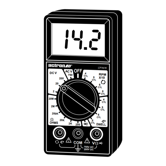 ACTRON DIGITAL MULTIMETER CP7676 OPERATING INSTRUCTIONS MANUAL Pdf ...