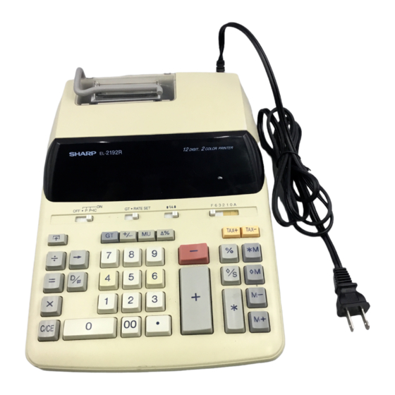 SHARP EL-2192R OPERATION MANUAL Pdf Download | ManualsLib