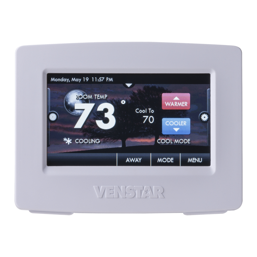 VENSTAR COLORTOUCH T5800 OWNER'S MANUAL AND INSTALLATION INSTRUCTIONS ...