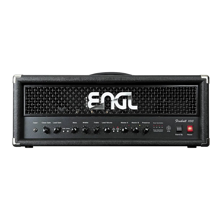 ENGL FIREBALL 100 OPERATING MANUAL Pdf Download | ManualsLib