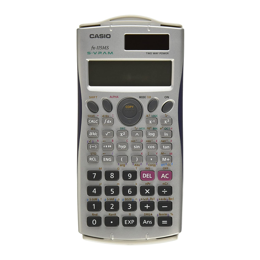 CASIO FX-991MS - USER S GUIDE 2 - ADDITIONAL FUNCTIONS USER MANUAL Pdf ...