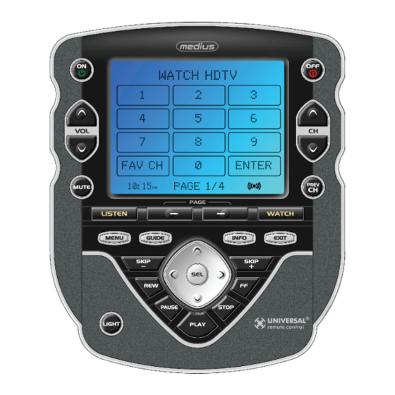 UNIVERSAL REMOTE MEDIUS TX-1000 MANUAL Pdf Download | ManualsLib