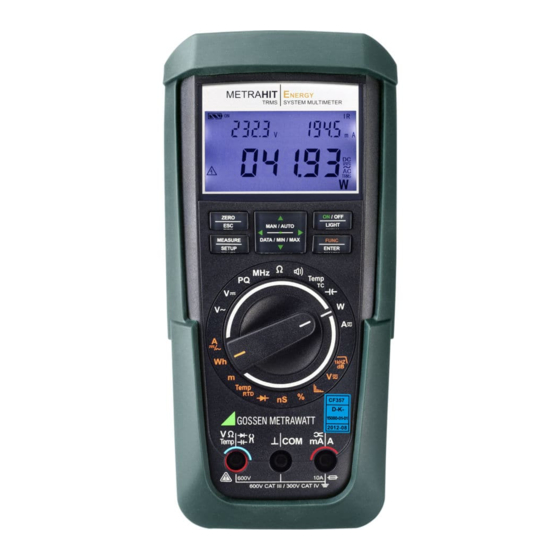 GOSSEN METRAWATT METRAHIT AM PRO OPERATING INSTRUCTIONS MANUAL Pdf ...