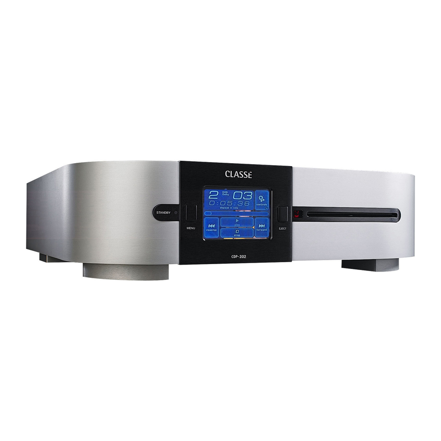 CLASSE AUDIO CDP-102 OWNER'S MANUAL Pdf Download | ManualsLib
