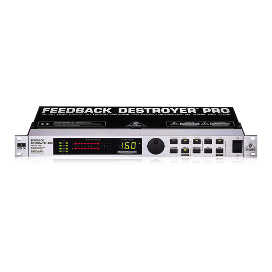 BEHRINGER FEEDBACK DESTROYER PRO DSP1100P TECHNICAL SPECIFICATIONS Pdf Download | ManualsLib