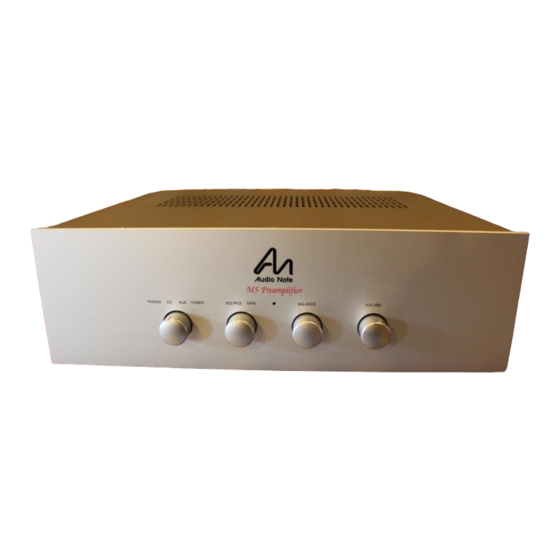 AUDIO NOTE M5 PHONO OWNER'S INFORMATION Pdf Download | ManualsLib