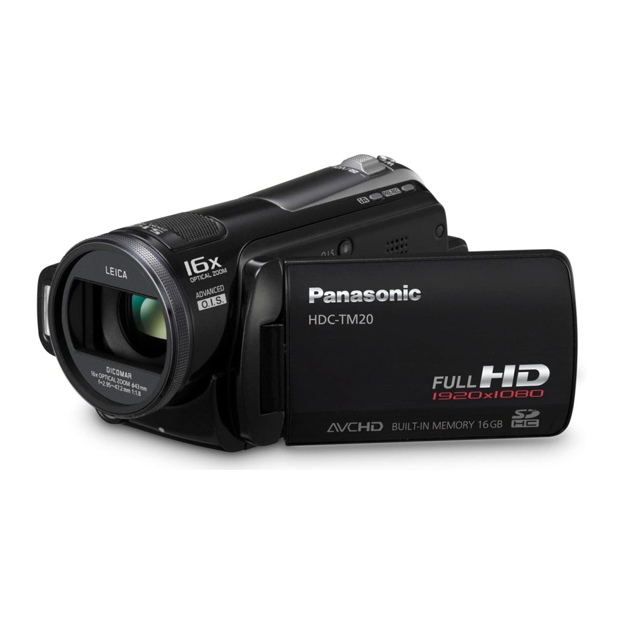 PANASONIC HDC-TM20 SPECIFICATIONS Pdf Download | ManualsLib