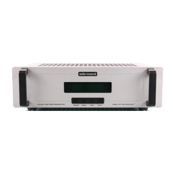 AUDIO RESEARCH PH7 OWNER'S MANUAL Pdf Download | ManualsLib