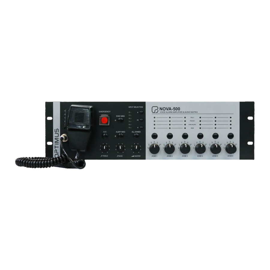 Optimus NOVA Series, NOVA-500, NOVA-500S, NOVA-12RM, NOVA-TM Manual ...