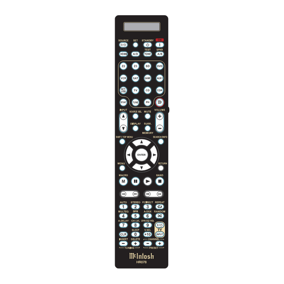 Mcintosh HR078 Replacement Remote Control Manuals