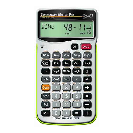 CALCULATED INDUSTRIES 44080 CONSTRUCTION MASTER PRO DESKTOP V3.0 USER ...