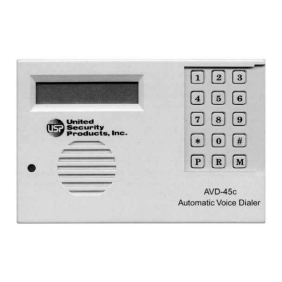 UNITED SECURITY PRODUCTS AVD-45C INSTALLATION AND INSTRUCTION MANUAL ...