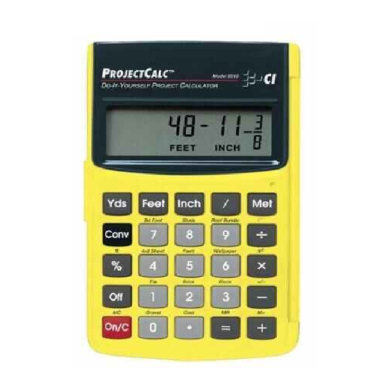 CALCULATED INDUSTRIES PROJECTCALC USER MANUAL Pdf Download | ManualsLib