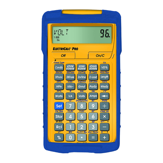 CALCULATED INDUSTRIES ELECTRICALC PRO USER MANUAL Pdf Download | ManualsLib