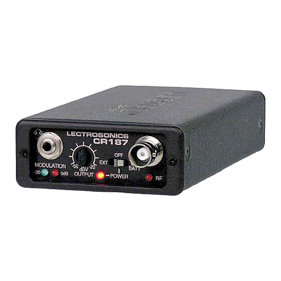 LECTROSONICS CR187 INSTRUCTION MANUAL Pdf Download | ManualsLib