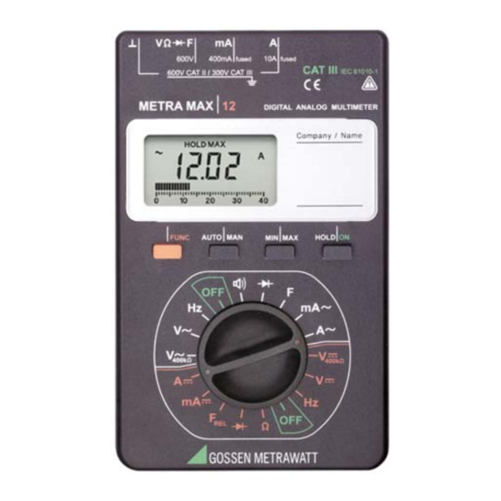 GOSSEN METRAWATT METRA MAX 12 USER MANUAL Pdf Download | ManualsLib
