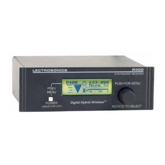 LECTROSONICS R400 OPERATING INSTRUCTIONS MANUAL Pdf Download | ManualsLib