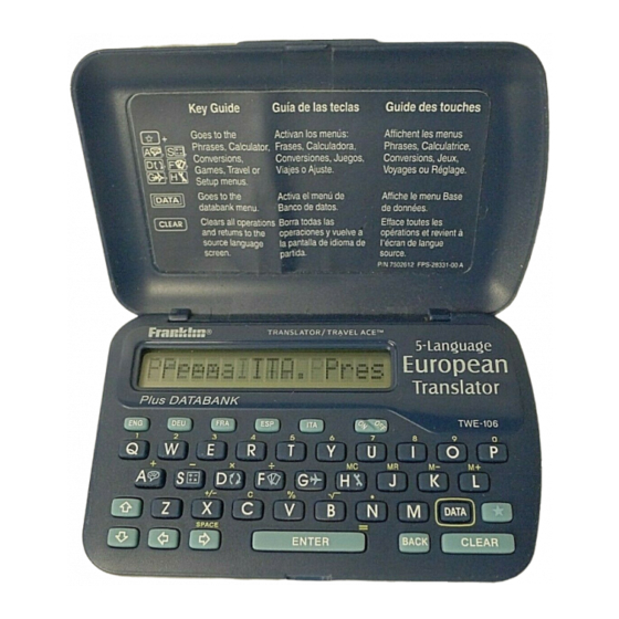 FRANKLIN 5-LANGUAGE EUROPEAN TRANSLATOR USER MANUAL Pdf Download ...