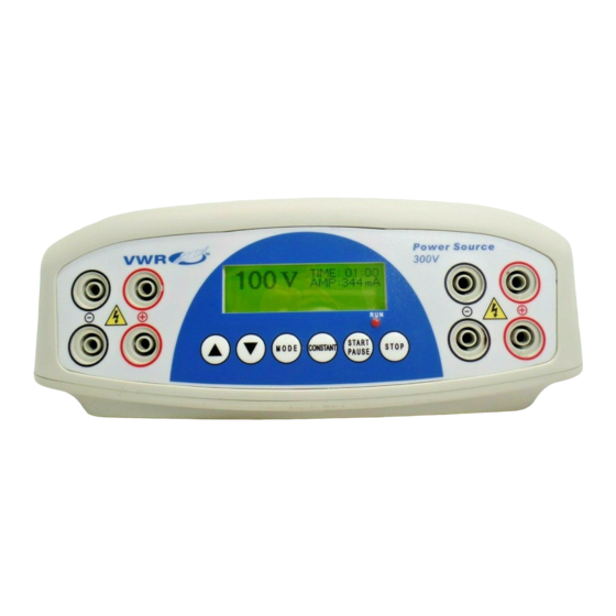 VWR POWER SOURCE 300V POWER SUPPLY INSTRUCTION MANUAL | ManualsLib