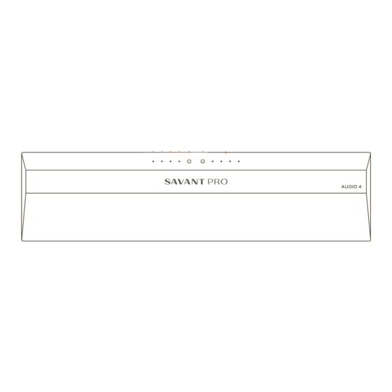 SAVANT PRO AUDIO 4 QUICK REFERENCE MANUAL Pdf Download | ManualsLib