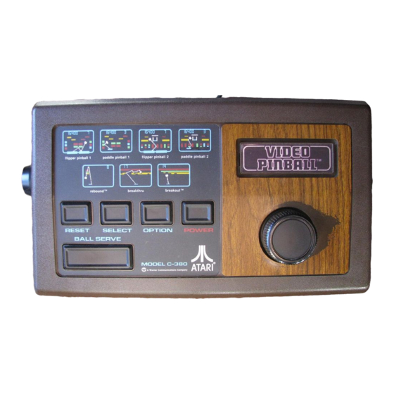 ATARI VIDEO PINBALL C380 OWNER'S MANUAL Pdf Download | ManualsLib