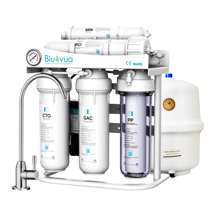 Bluevua RO100DS - Under Sink Water Filter System Manual | ManualsLib