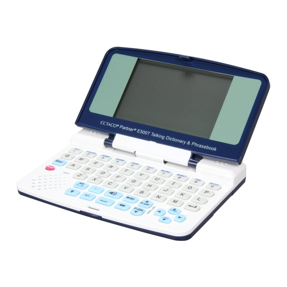 ECTACO PARTNER E500T USER MANUAL Pdf Download | ManualsLib