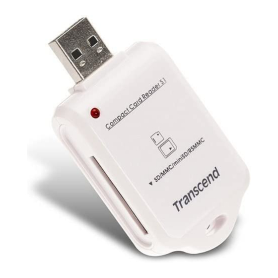 TRANSCEND USB 2.0 COMPACT CARD READER TS-RDS1 SPECIFICATION SHEET Pdf ...