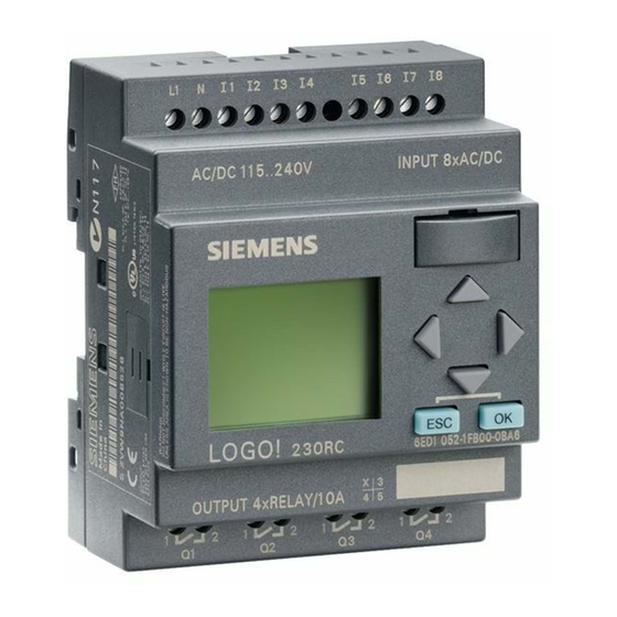 SIEMENS LOGO! 230RC MANUAL Pdf Download | ManualsLib