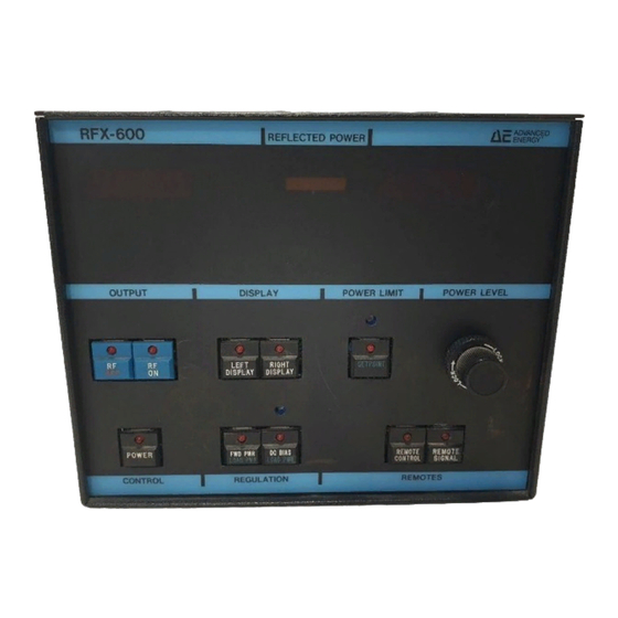 ADVANCED ENERGY INDUSTRIES RFX 600 USER MANUAL Pdf Download | ManualsLib