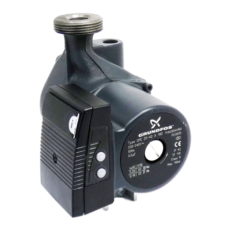 Grundfos UPE Series 2000, UPE 25-40, UPE 25-40 A, UPE 25-60 Manual ...