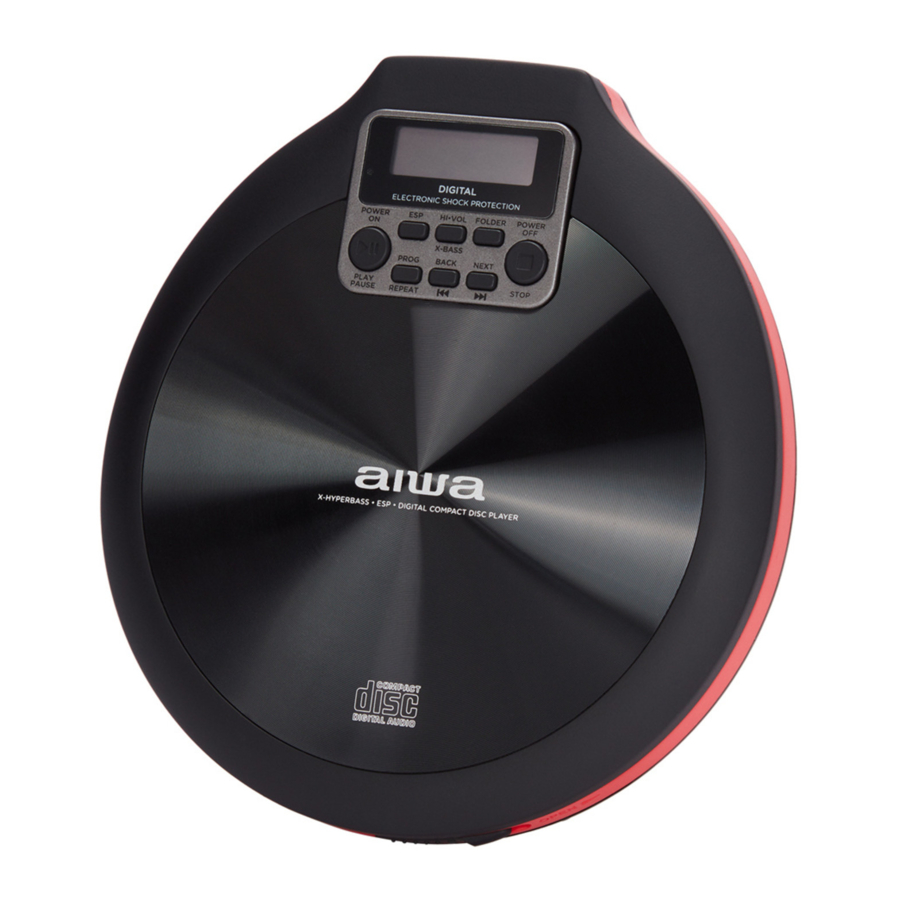Aiwa PCD-810RD, PCD-810BK - Portable CD Player Manual | ManualsLib