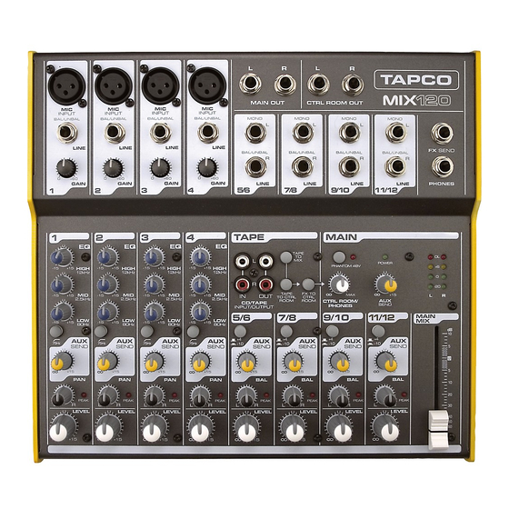 TAPCO MIX.120 OWNER'S MANUAL Pdf Download | ManualsLib