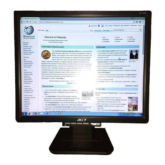 ACER AL1706 MONITOR USER MANUAL | ManualsLib