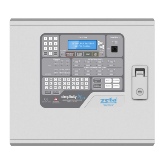 ZETA ALARM LIMITED SIMPLICITY PLUS SP-64/M USER MANUAL, MAINTENANCE ...